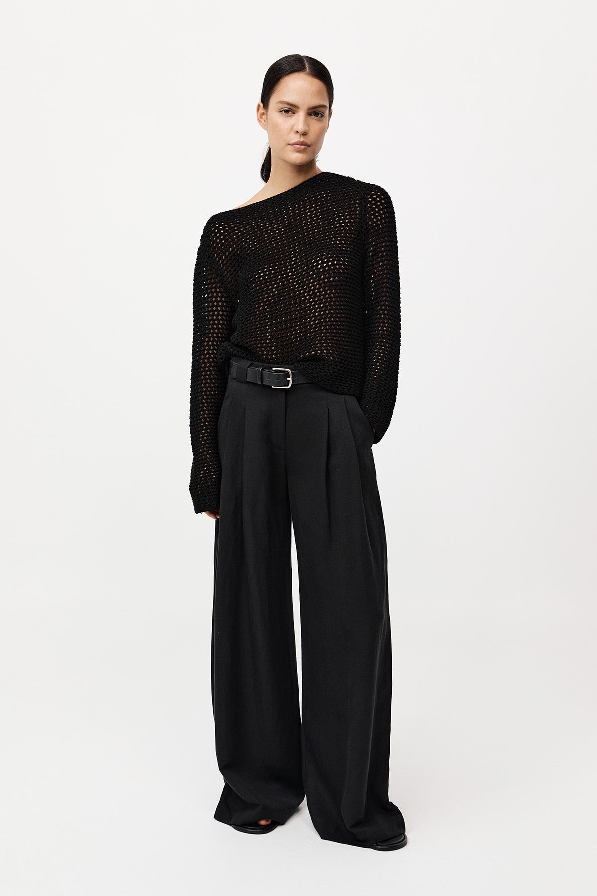 St Agni Cotton Crochet Jumper Black