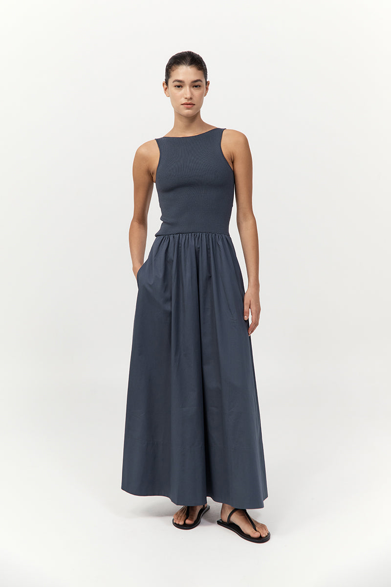 St. Agni | Bateau Cut Out Dress - Graphite