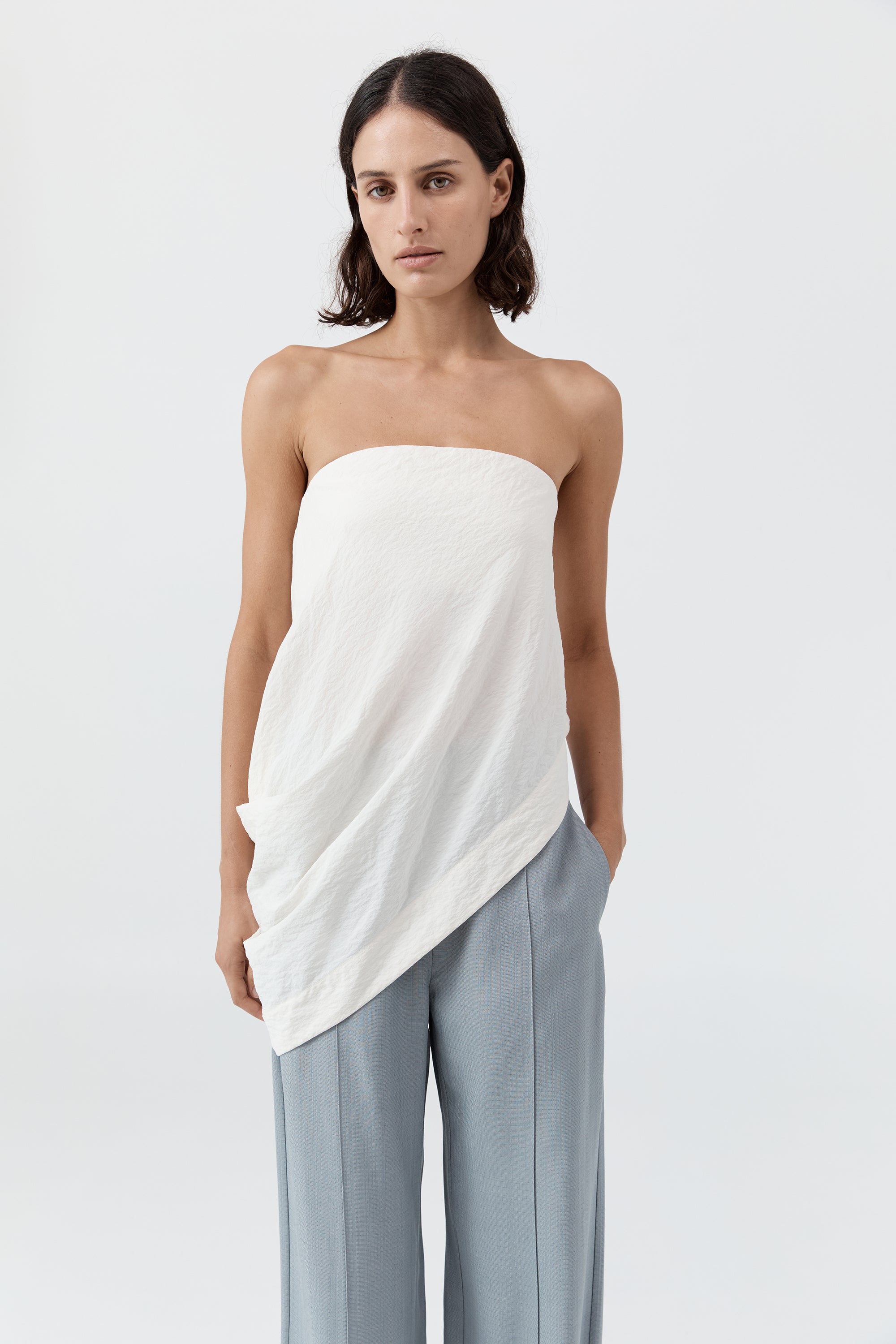St. Agni | Cloud Asymm Drape Top - Off White